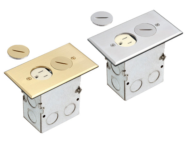 Single Gang Power Outlet Floor Box Kit with Steel Box — Primus Cable