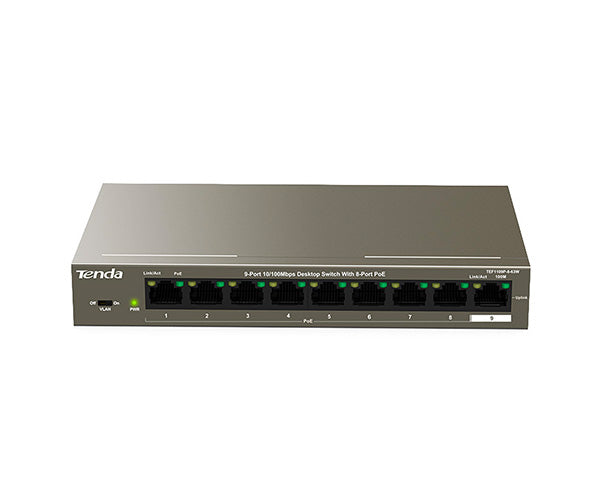 9-Port 10/100Mbps Desktop Switch With 8-Port PoE — Primus Cable
