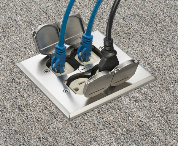 Low Voltage and Power Outlet Floor Box Kit Combo - 2 Gang | Electrical ...