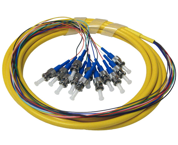 ST UPC 12 Fiber Single Mode Pigtail, Jacketed, 3M — Primus Cable