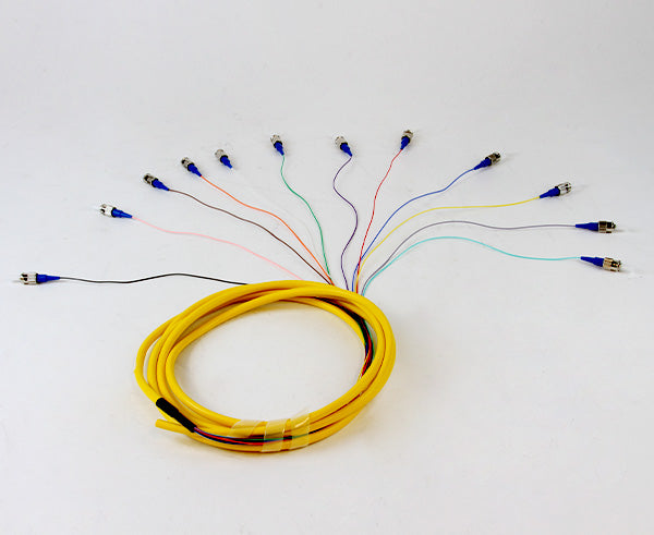 ST UPC 12 Fiber Single Mode Pigtail, Jacketed, 3M — Primus Cable