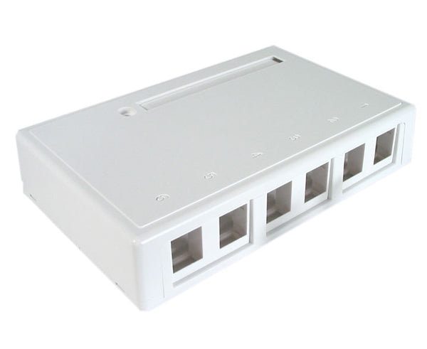 Surface Mount Box, 6 Port, Unloaded - Available in 2 Colors — Primus Cable