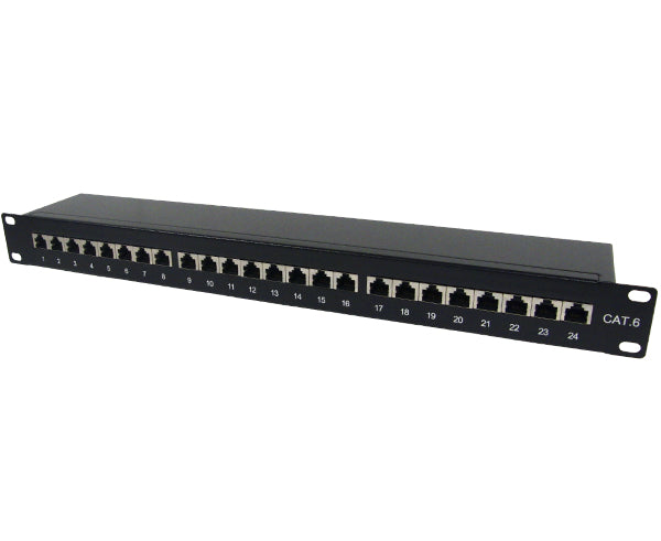 Shielded CAT6 Network 24-Port Patch Panel, 1U Rack Mount — Primus Cable