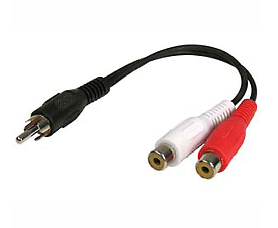 6" Single RCA-Male to Dual RCA-Female Connector — Primus Cable
