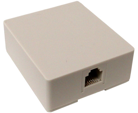 RJ11 Surface Mount Box, Single Port, White & Ivory — Primus Cable