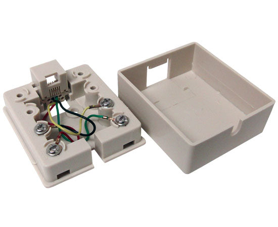 RJ11 Surface Mount Box, Single Port, White & Ivory — Primus Cable
