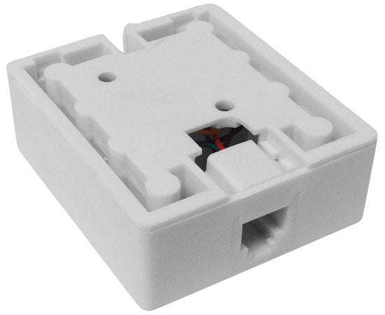 RJ11 Surface Mount Box, Single Port, White & Ivory — Primus Cable