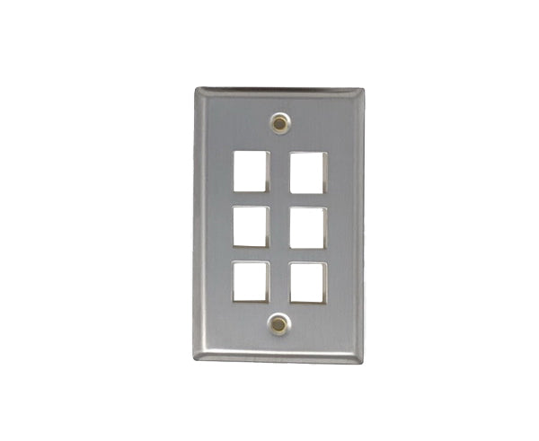 Stainless Steel Wall Plates Single-Gang - 6 Port — Primus Cable