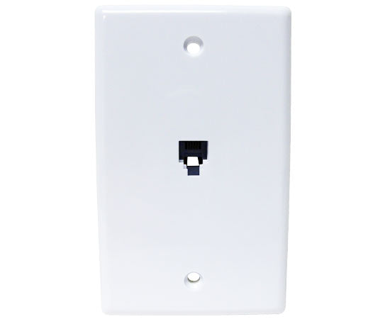 RJ11 Mod. Wall Plate Tele. Jack,1 Port, 4 Con. Flush Mt — Primus Cable